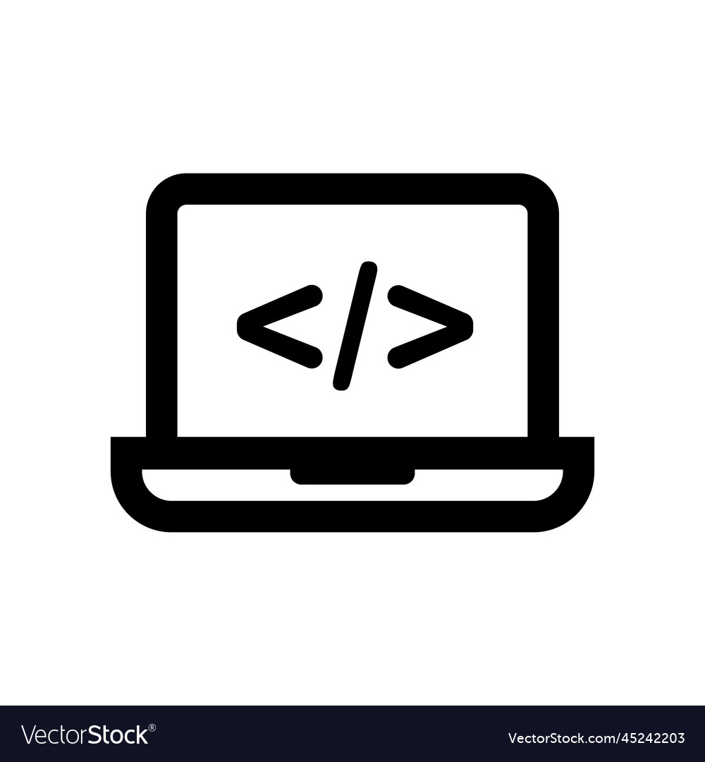 Laptop and tag mark or programming icon Royalty Free Vector
