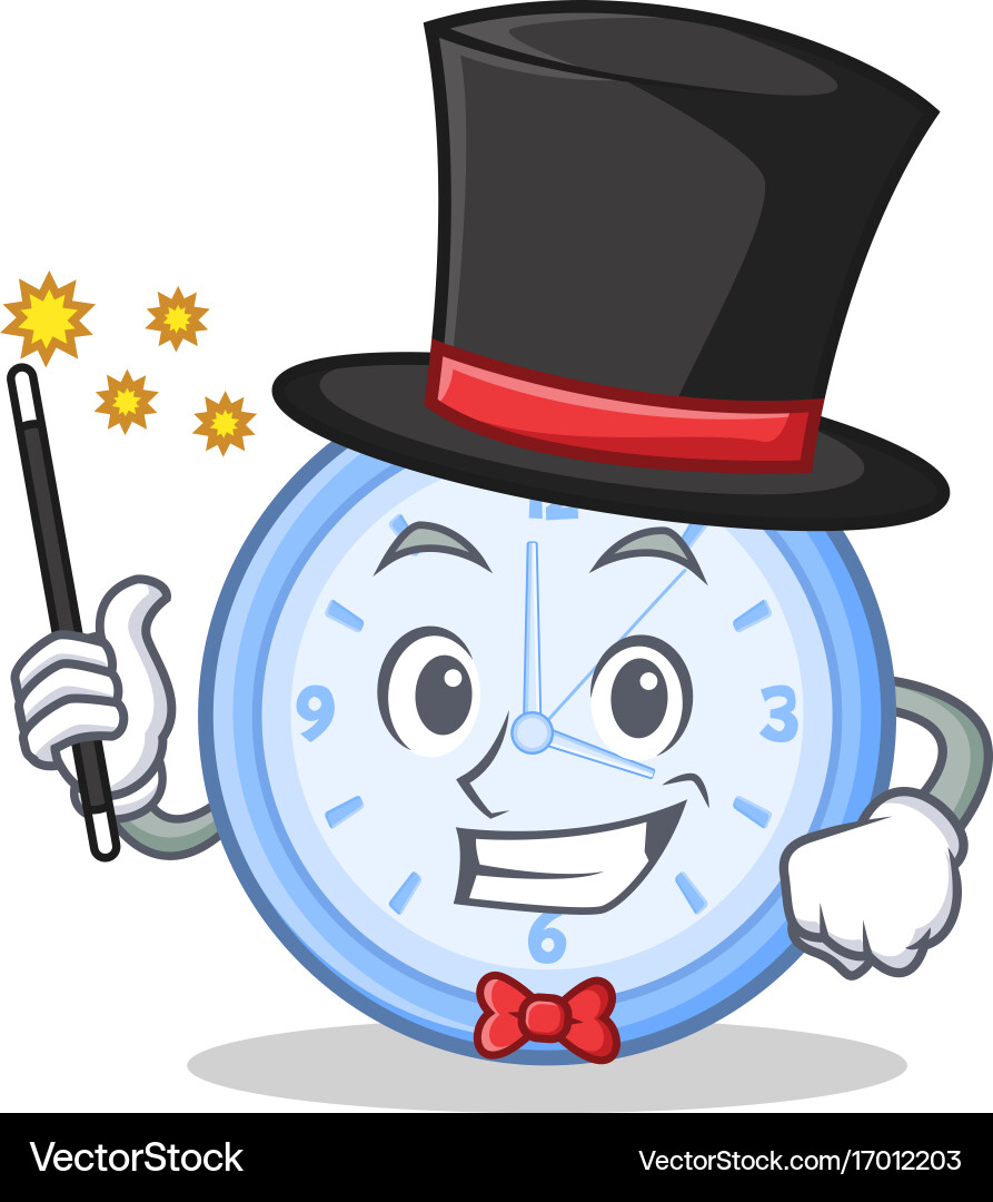 Magician clock character cartoon style Royalty Free Vector