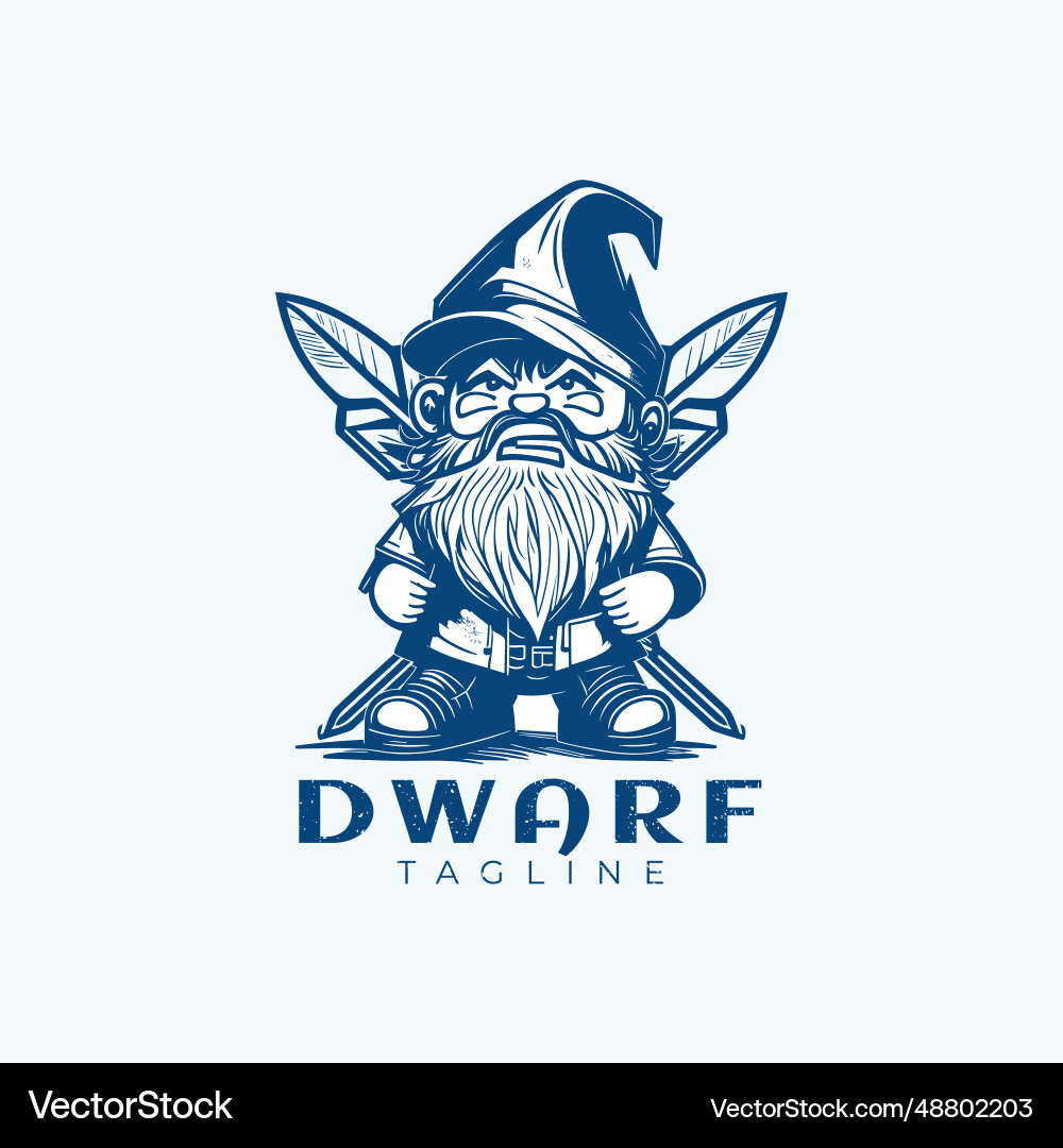 Mascot cartoon character dwarf logo design Vector Image