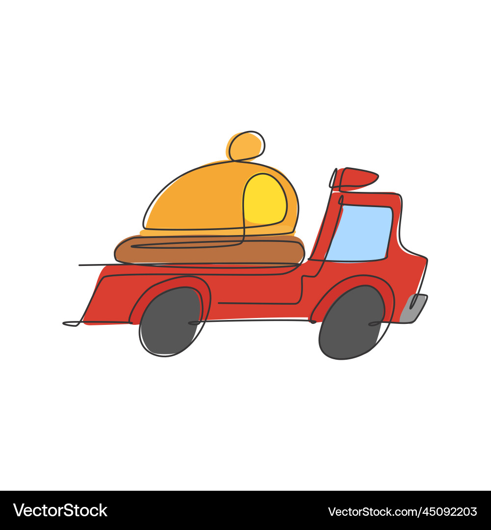 One continuous line drawing truck box car Vector Image