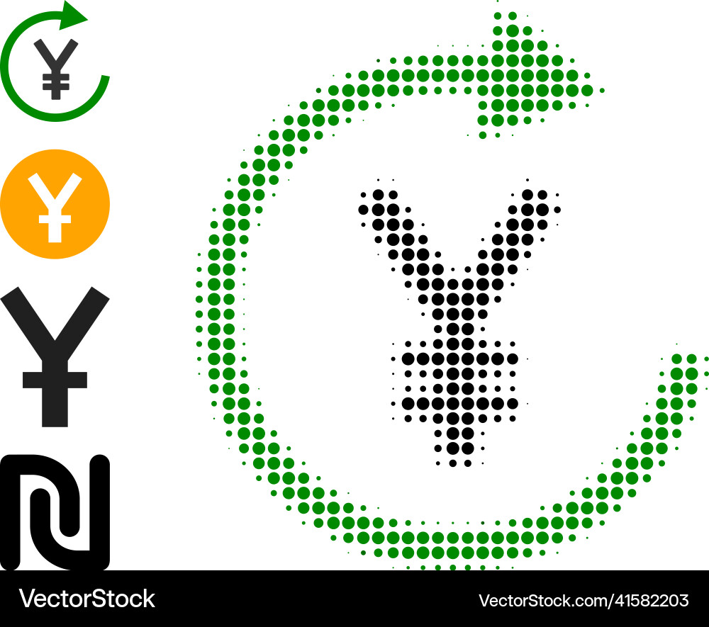 Pixel halftone japanese yen repay icon Royalty Free Vector