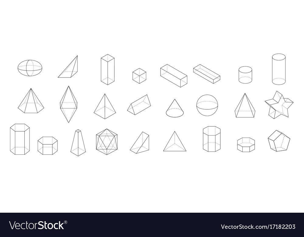 Set basic geometric shapes geometric solids Vector Image