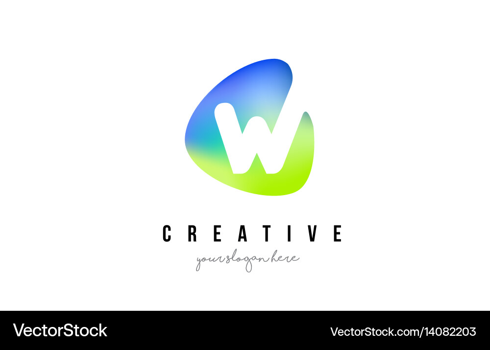 W letter logo design with oval green blue shape Vector Image