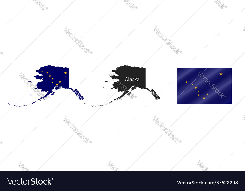 Alaska us state detailed flag map Royalty Free Vector Image