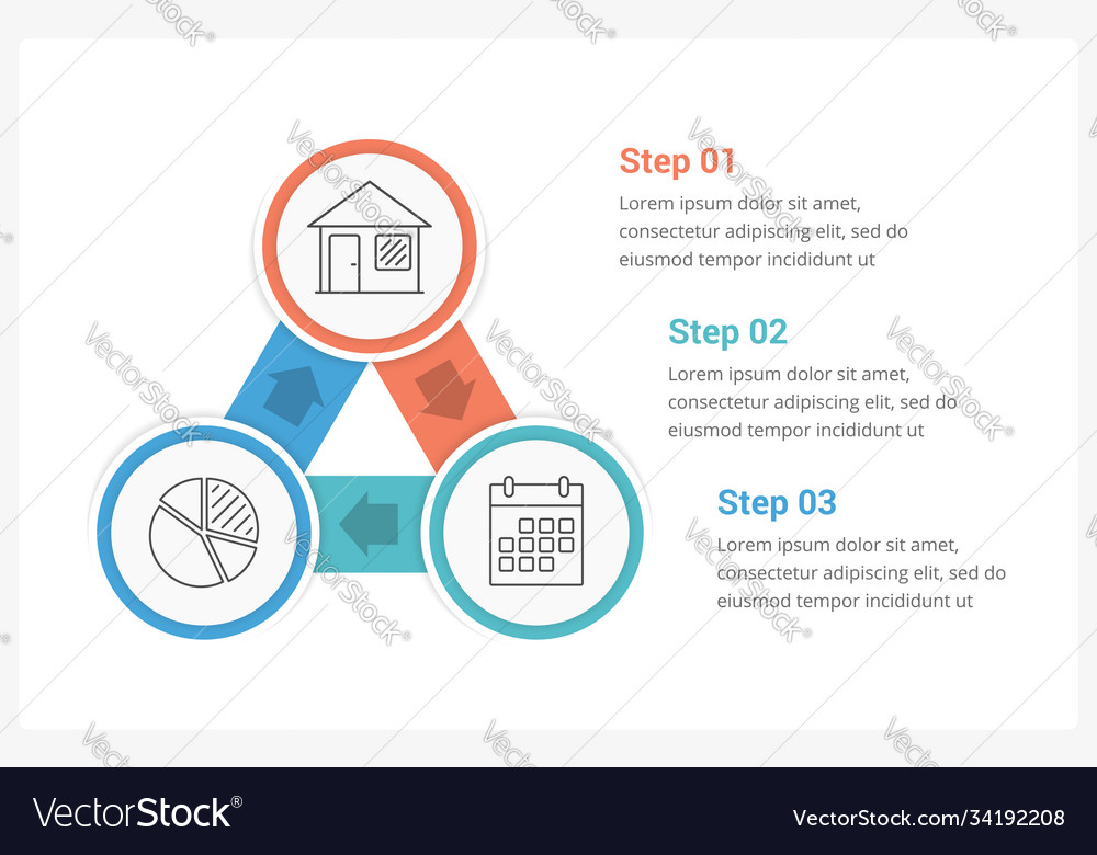 Circle diagram with three elements Royalty Free Vector Image