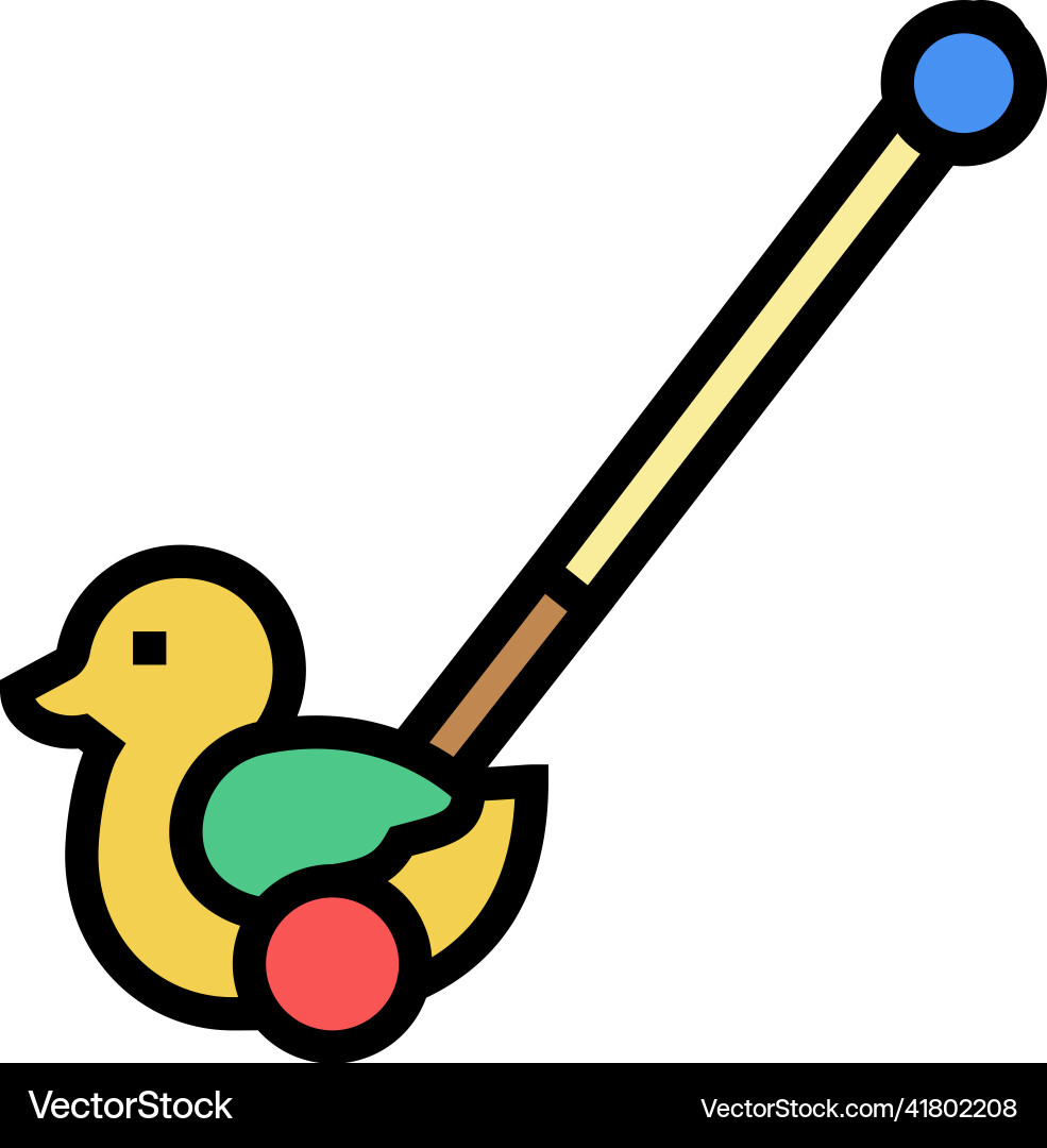 Duck stick push toy color icon Royalty Free Vector Image