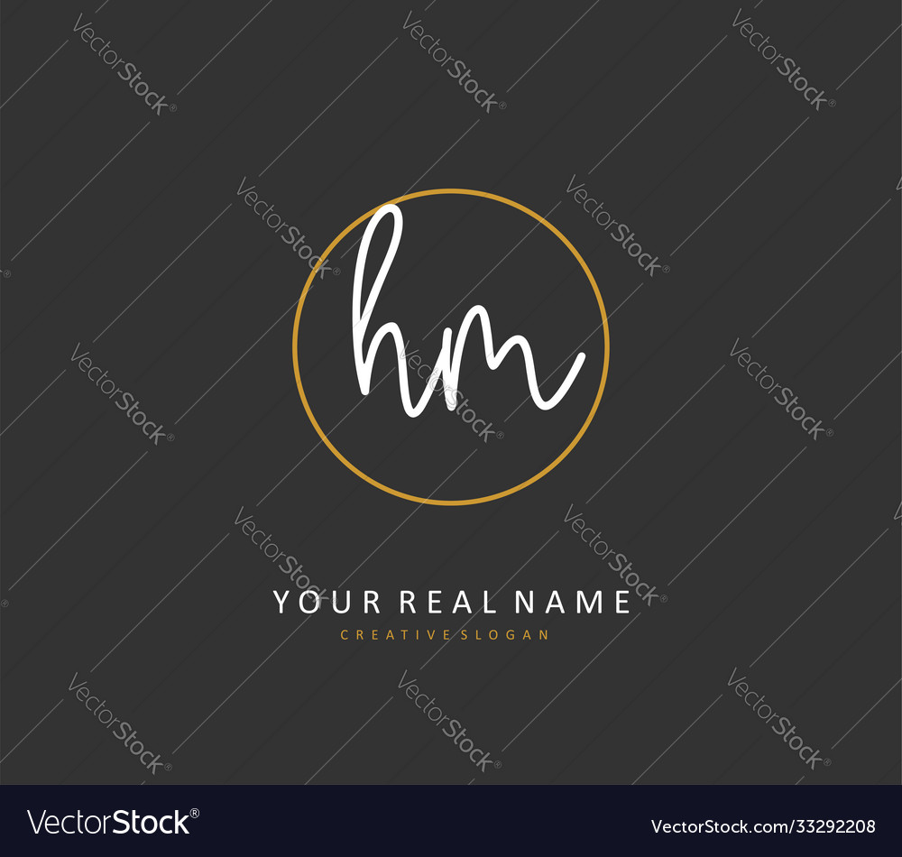H m hm initial letter handwriting and signature Vector Image