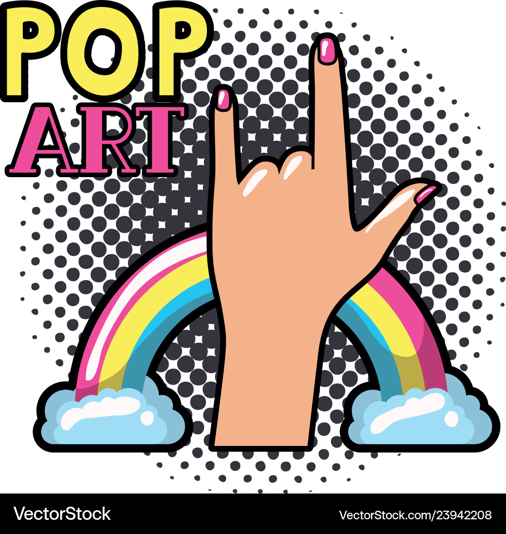 Hand with sign rock pop art Royalty Free Vector Image