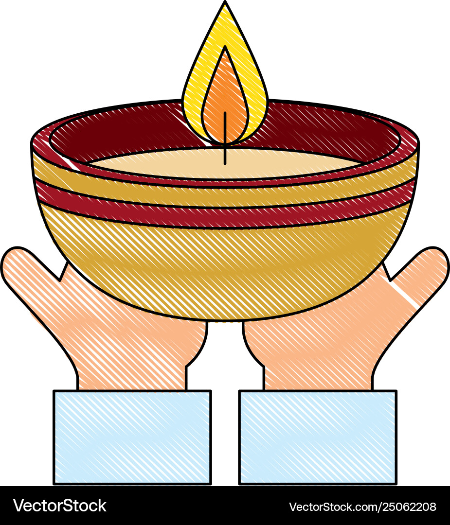 Hands with ceremonial candle isolated icon Vector Image