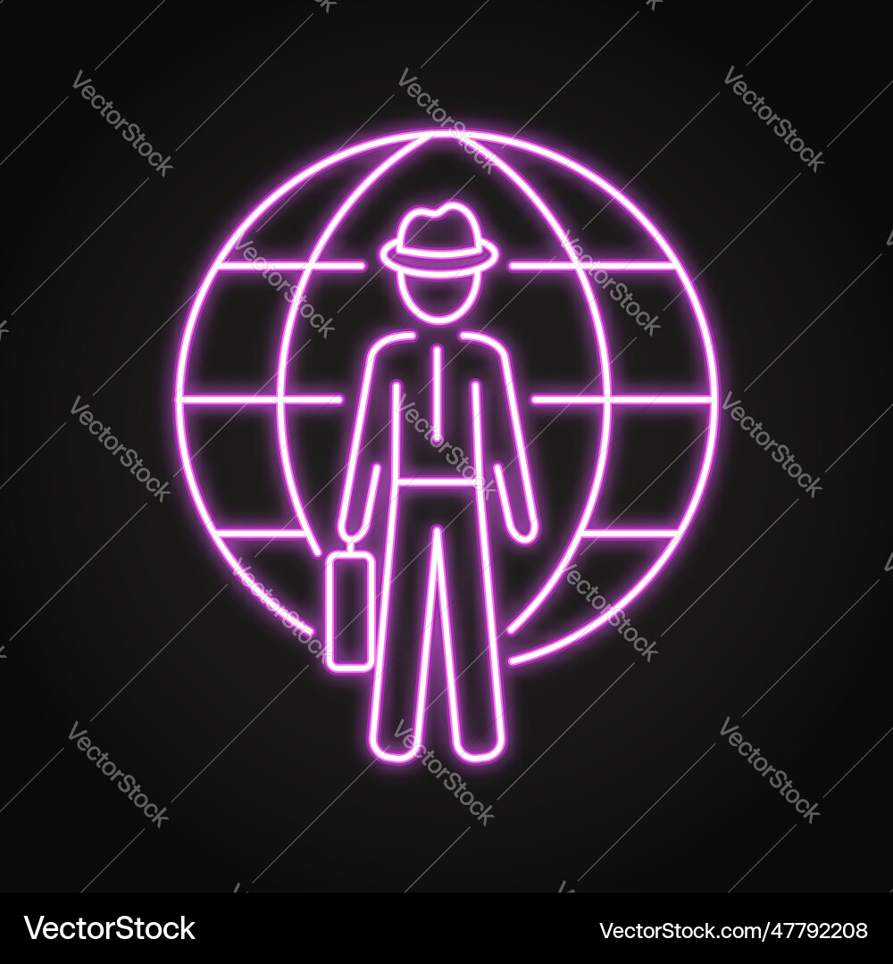 International spy agent neon icon Royalty Free Vector Image