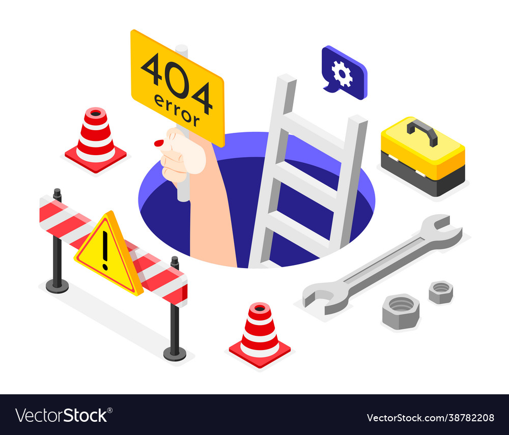Isometric error background Royalty Free Vector Image
