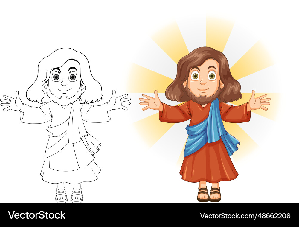 Jesus christ outline for colouring Royalty Free Vector Image
