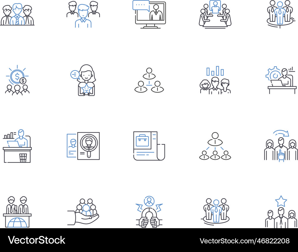 Labor force line icons collection employment Vector Image