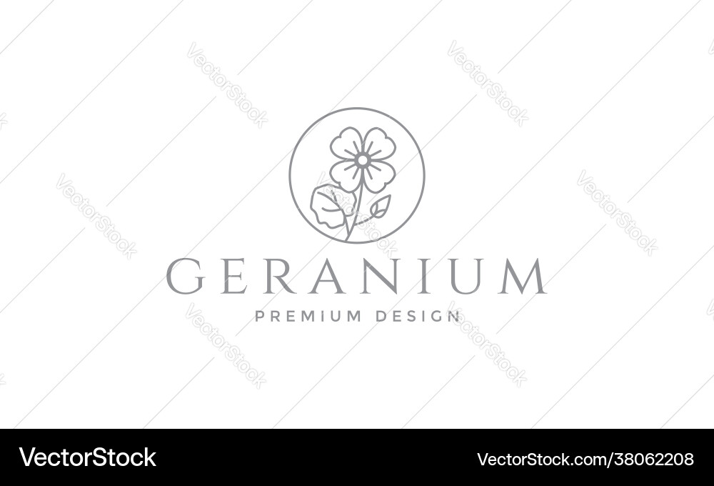 Lines geranium flower logo symbol icon graphic Vector Image