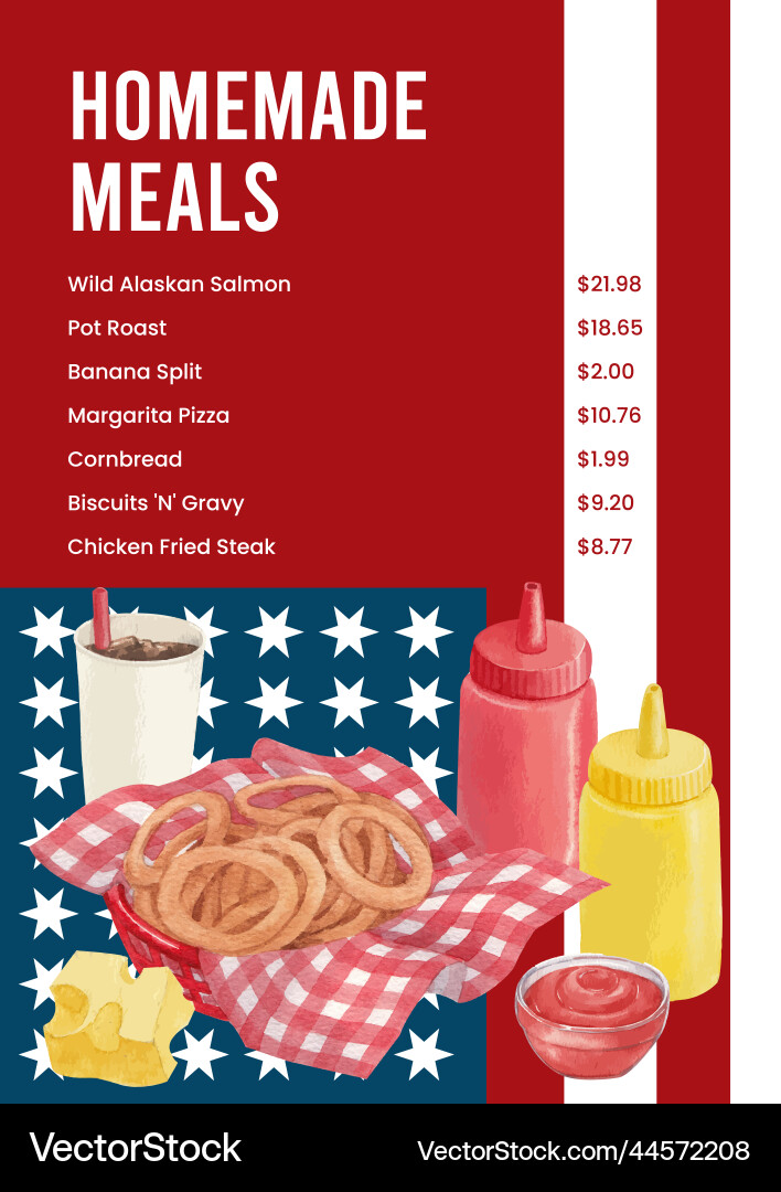 Menu template with american fastfood concept Vector Image