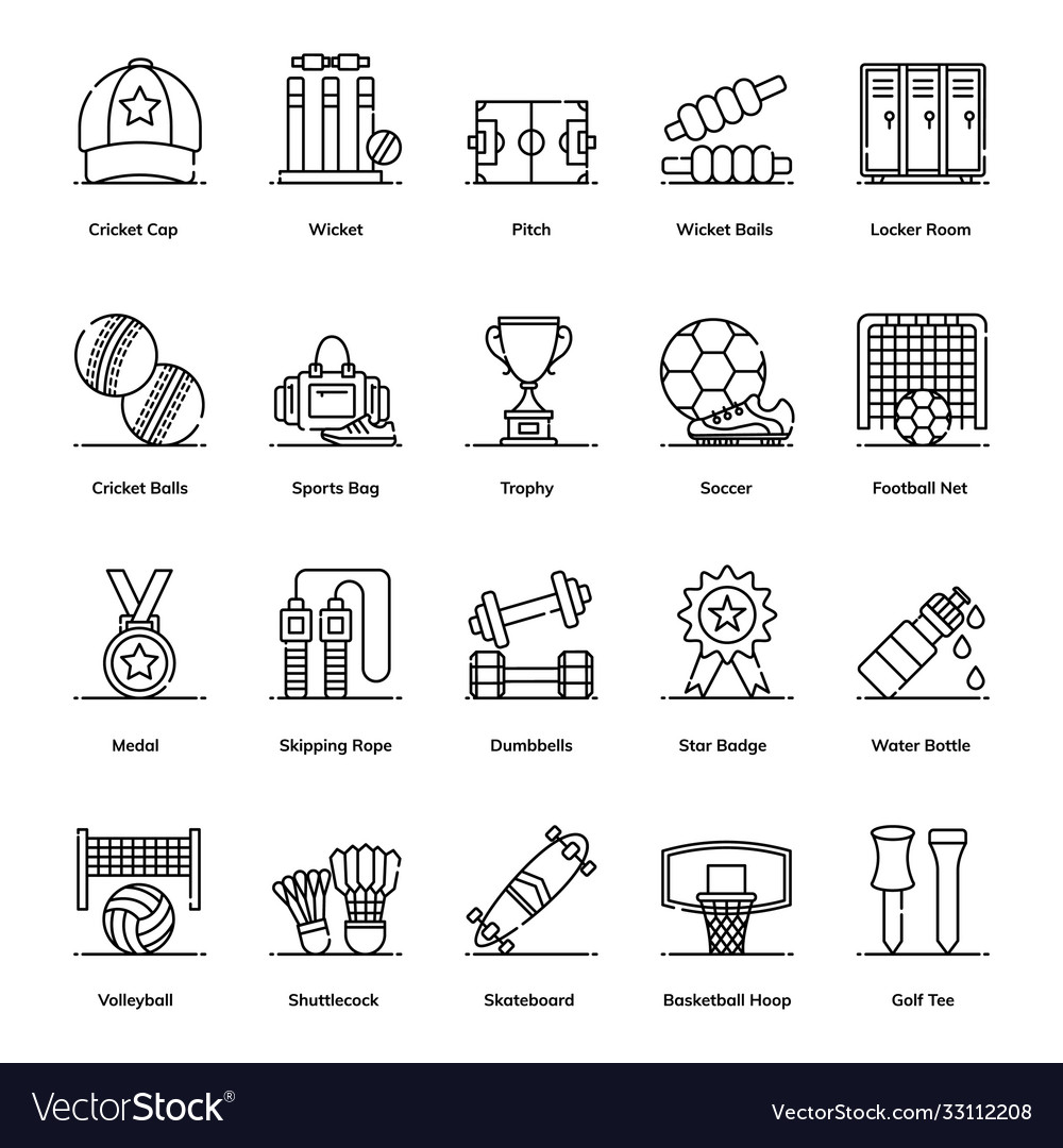 Pack sports line icons Royalty Free Vector Image