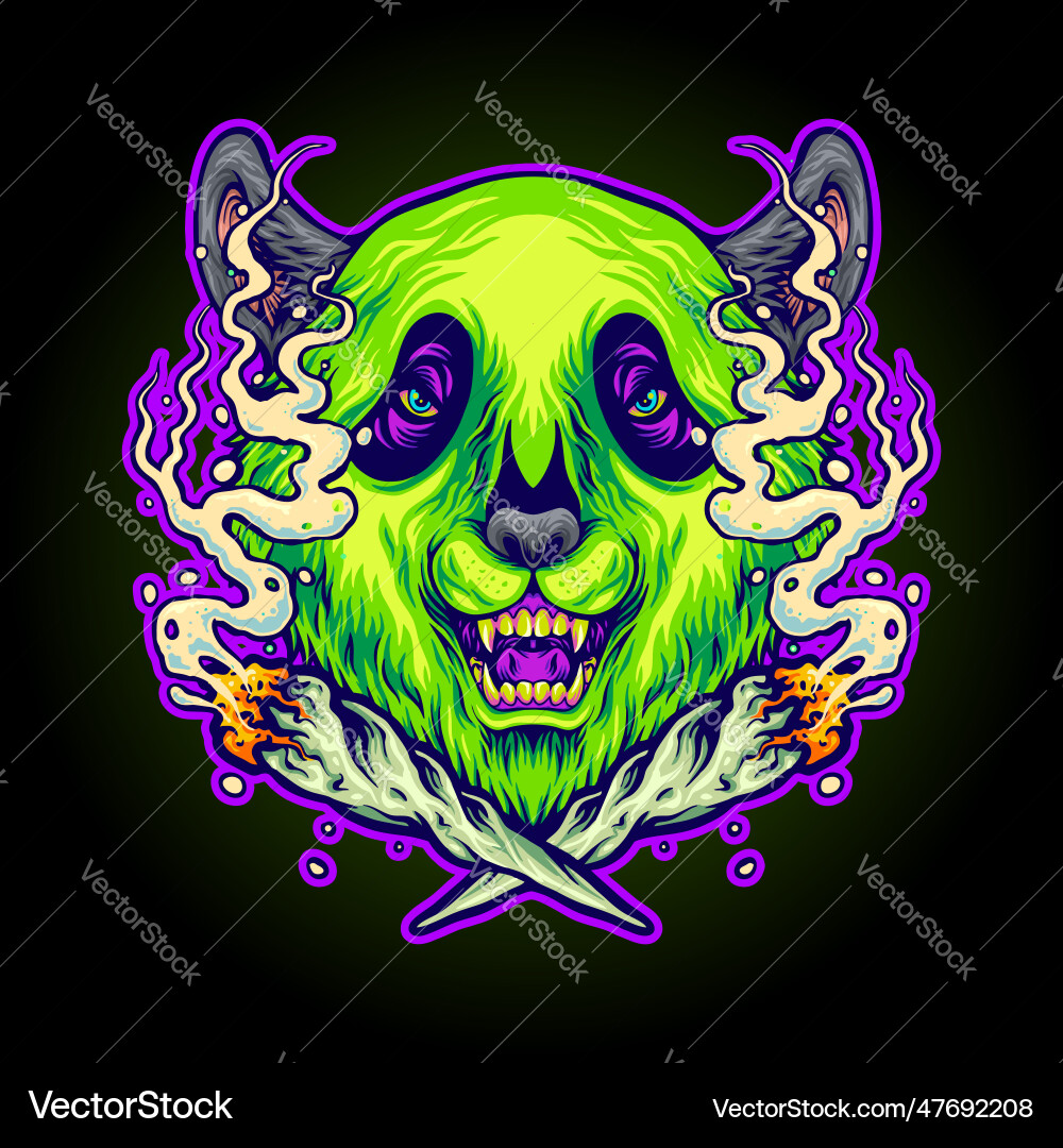 Panda og weed strain smoking weed joint Royalty Free Vector