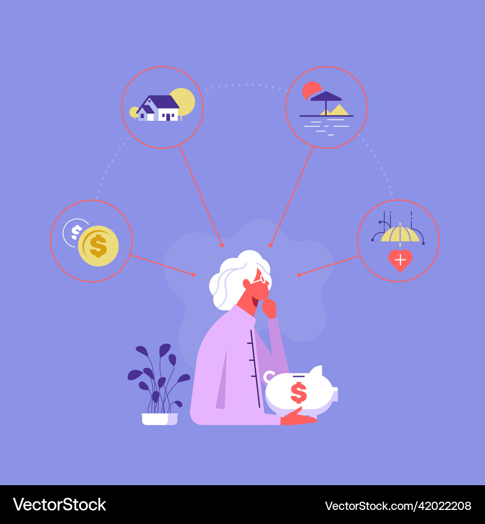 Pension savings and planning concept Royalty Free Vector