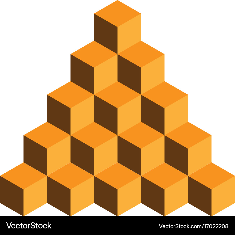 Pyramid of gold cubes 3d Royalty Free Vector Image