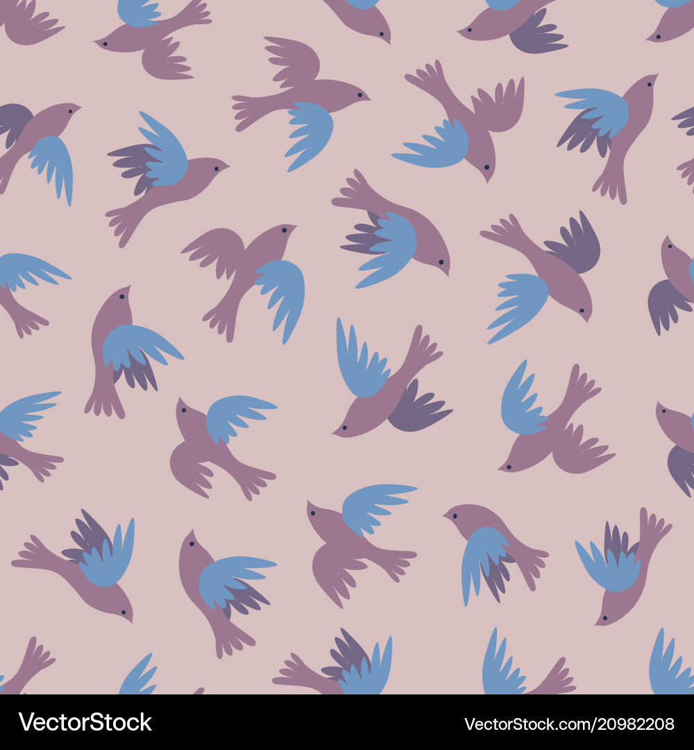 Seamless pattern with a flock of flying birds Vector Image
