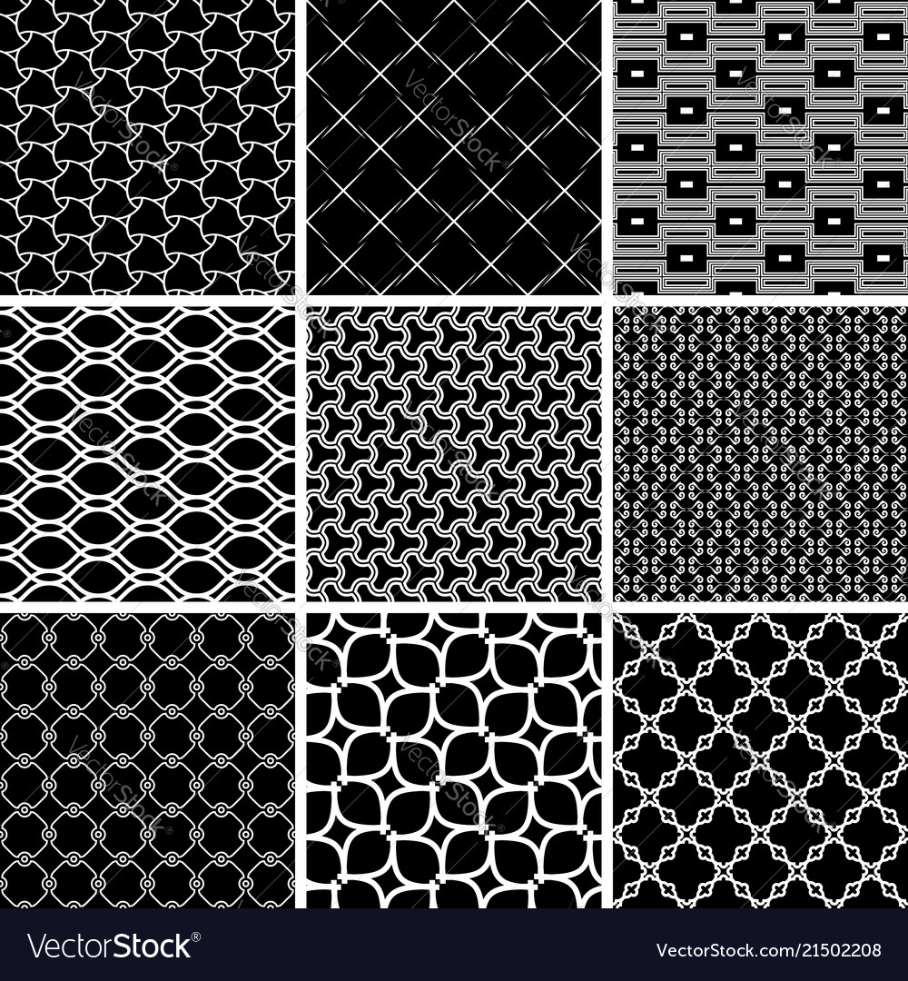 Set seamless black and white backgrounds Vector Image