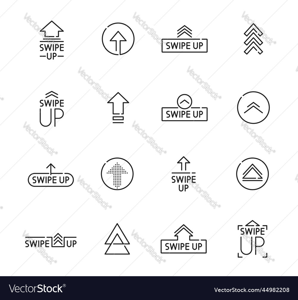 Swipe up icons arrow buttons to scroll and drag Vector Image