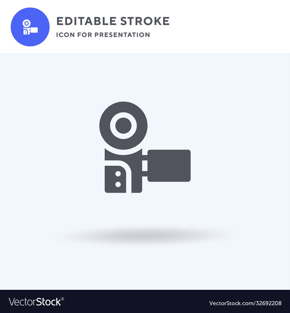 Video camera icon filled flat sign solid Vector Image