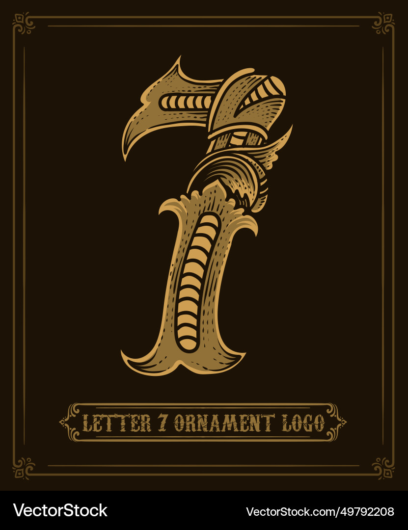 Vintage ornament logo number 7 Royalty Free Vector Image
