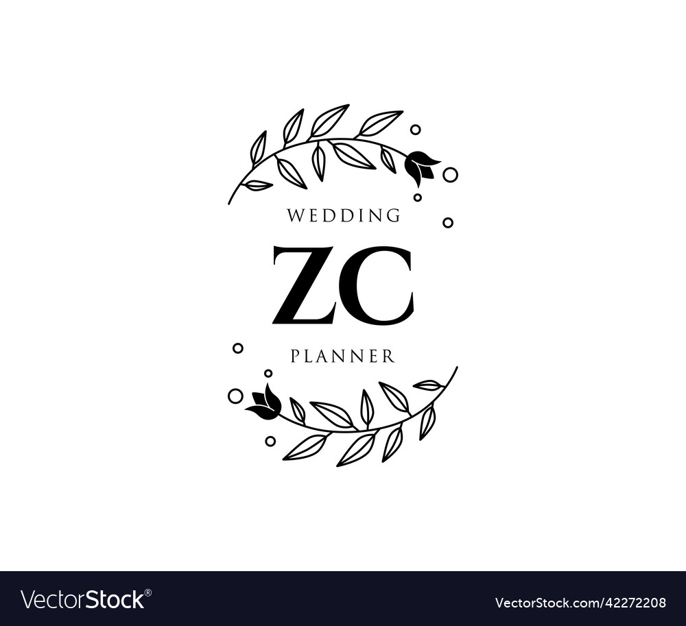 Zc initials letter wedding monogram logos Vector Image