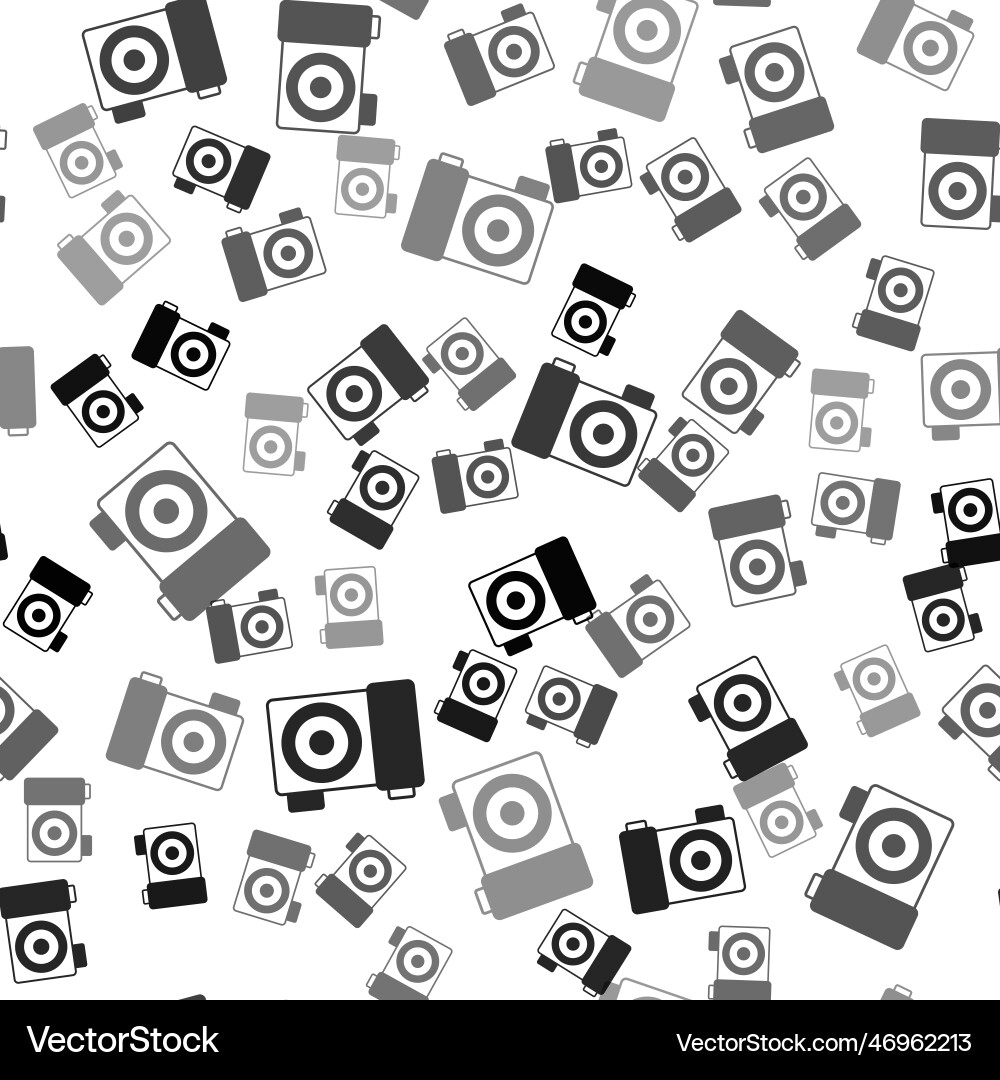Black photo camera icon isolated seamless pattern Vector Image