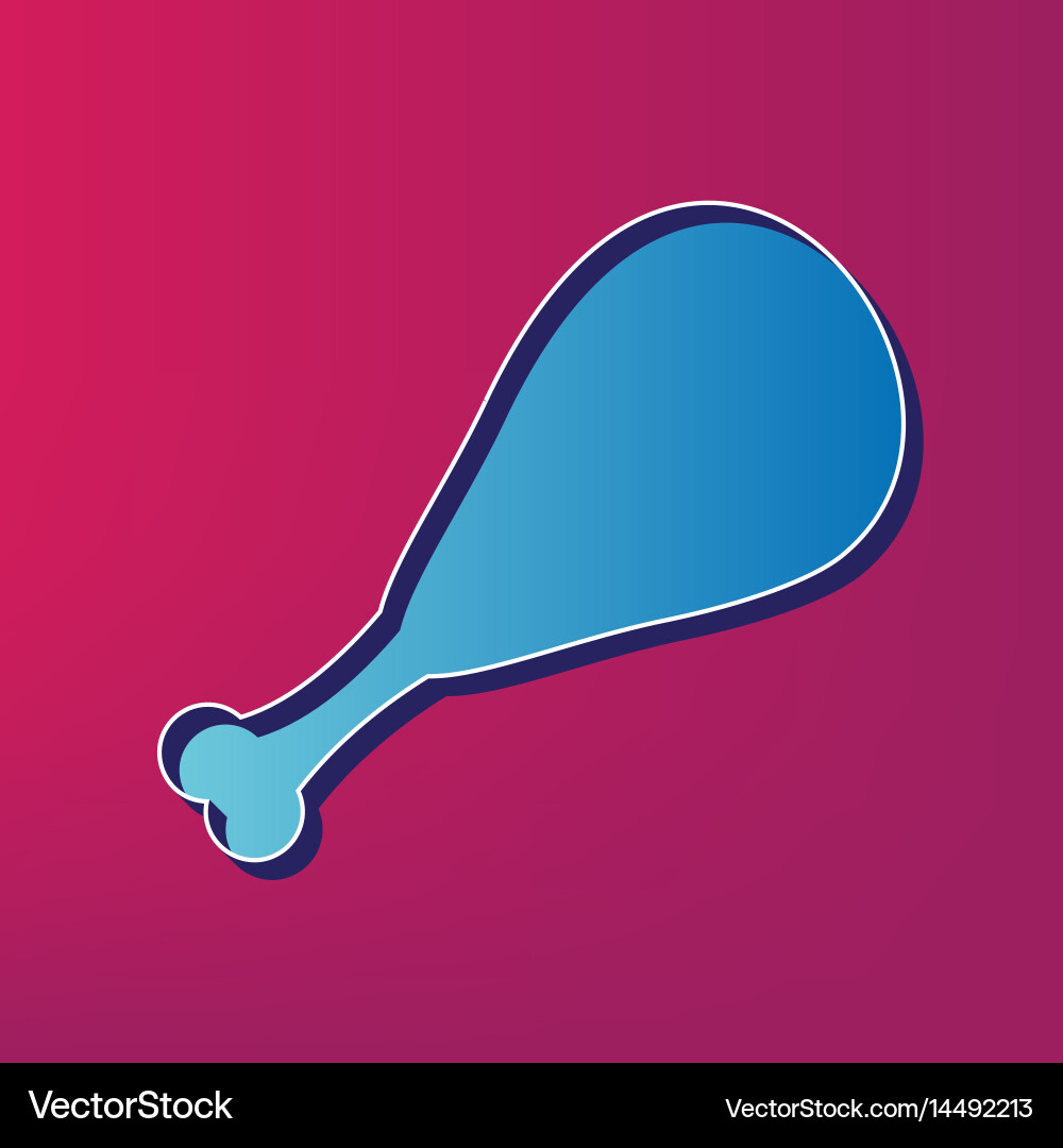 Chicken leg sign blue 3d printed icon Royalty Free Vector