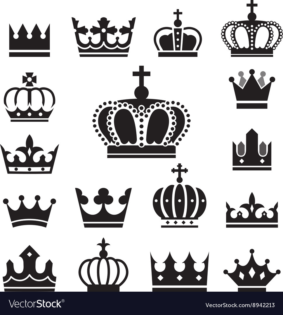 Crown Icons Set Royalty Free Vector Image Vectorstock