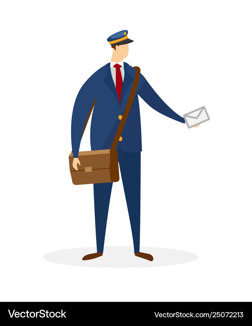 Faceless male character postman delivering mail Vector Image