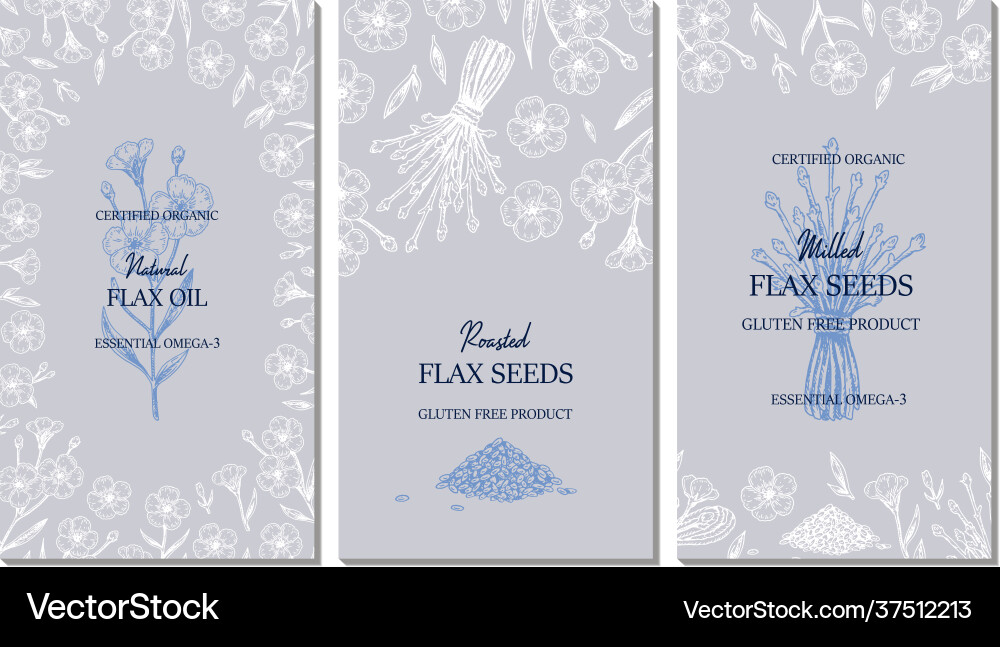 Hand drawn flax vertical design in sketch style Vector Image