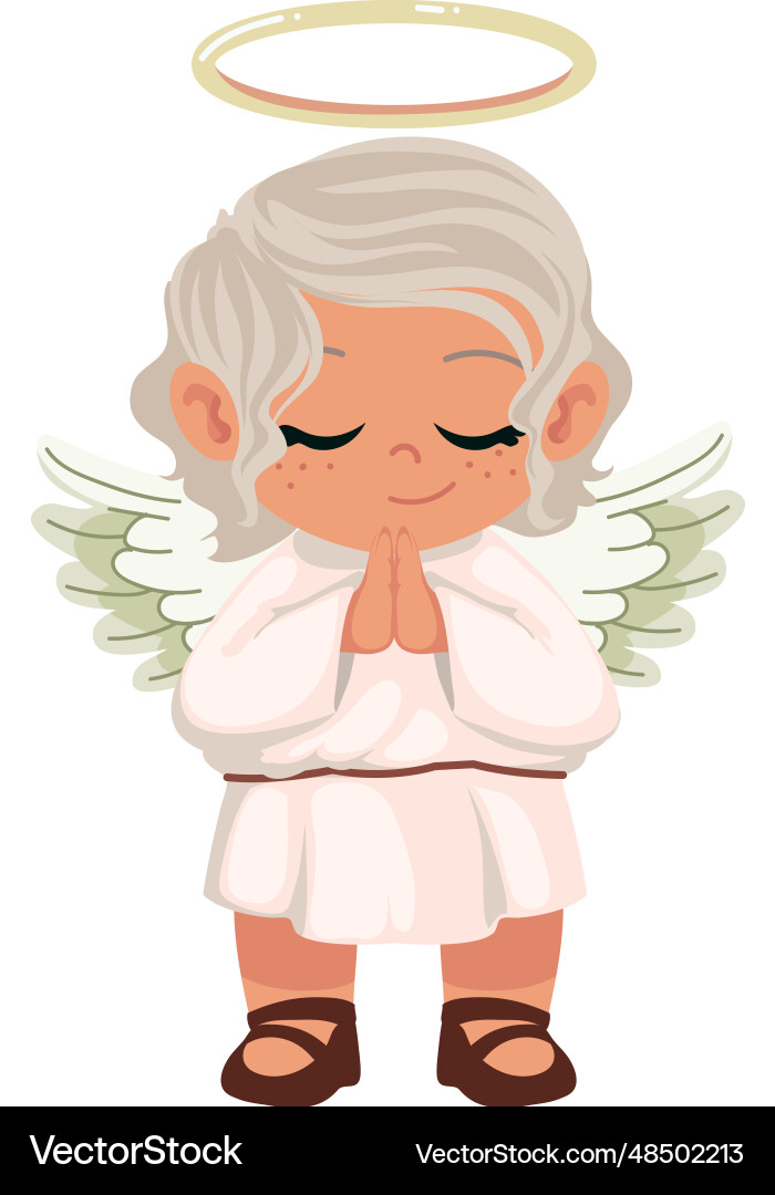 Little angel praying icon Royalty Free Vector Image
