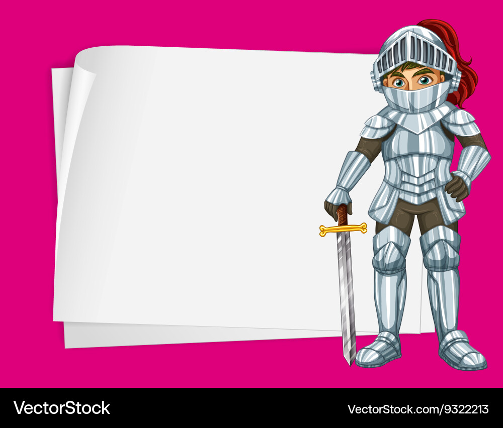 Paper design with knight in silver outfit Vector Image