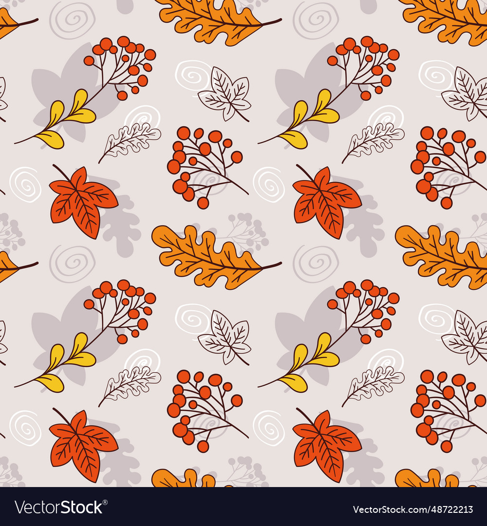 Pattern autumn leaves and berries Royalty Free Vector Image