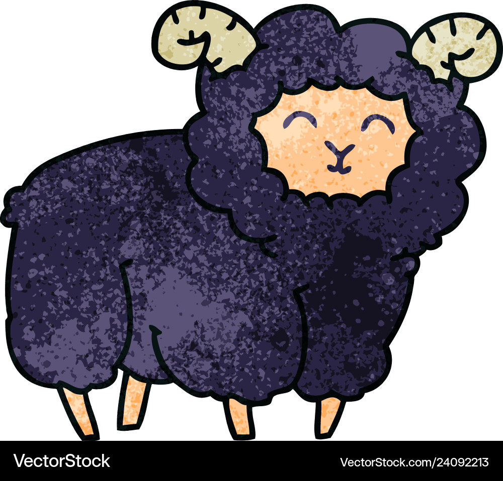 Quirky hand drawn cartoon ram Royalty Free Vector Image