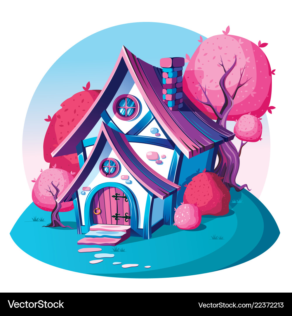 Rustic stone house spring landscape Royalty Free Vector