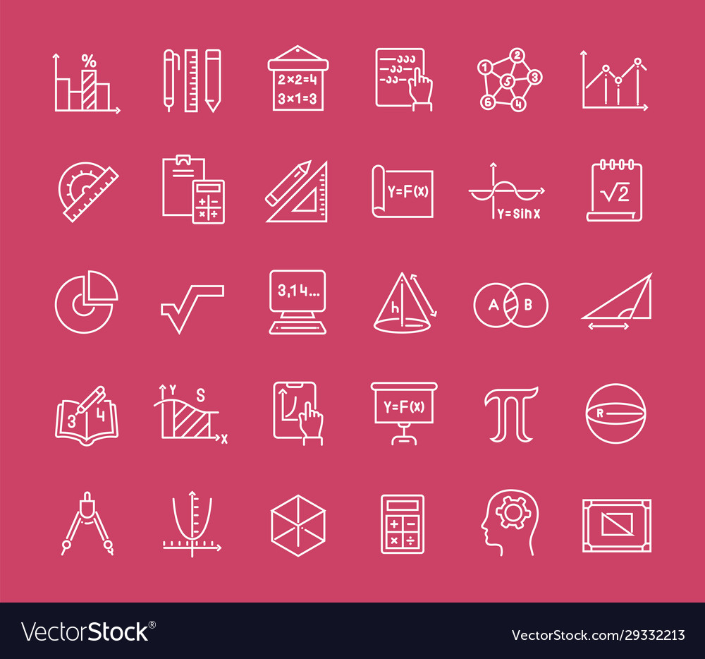 Set line icons mathematics Royalty Free Vector Image