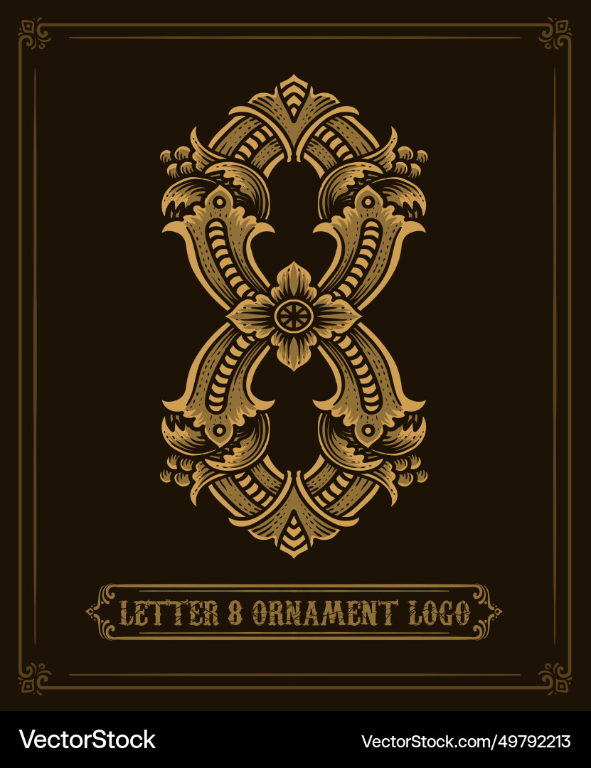 Vintage ornament logo number 8 Royalty Free Vector Image