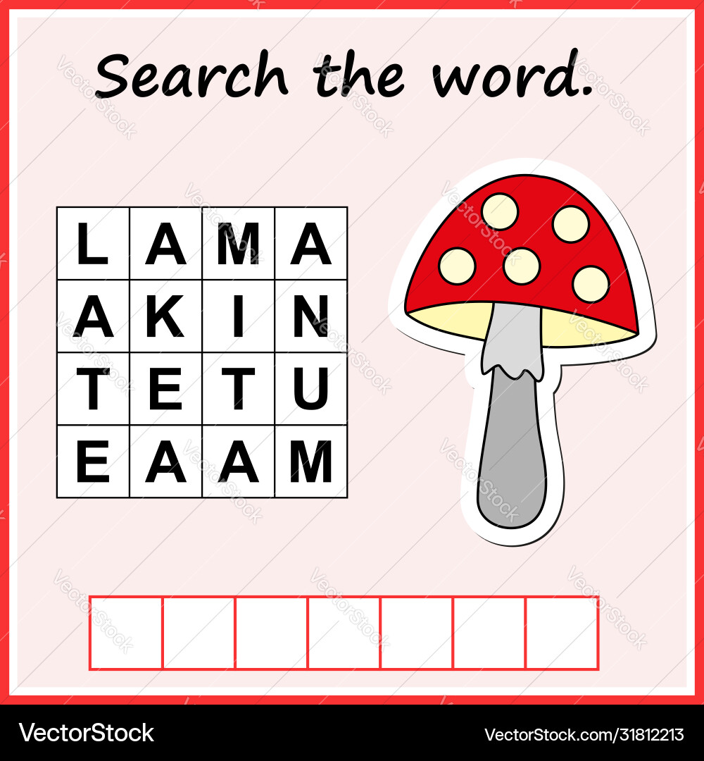 Worksheet for preschool kids words educational Vector Image