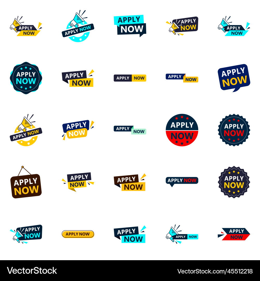 25 creative apply now banners to help you stand Vector Image