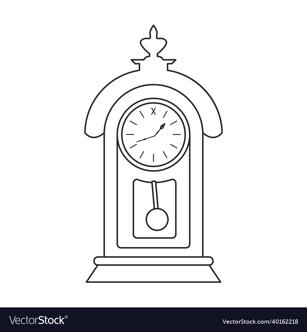 Antique clock isolated outline icon Royalty Free Vector Antique clock isolated outline icon Royalty Free Vector