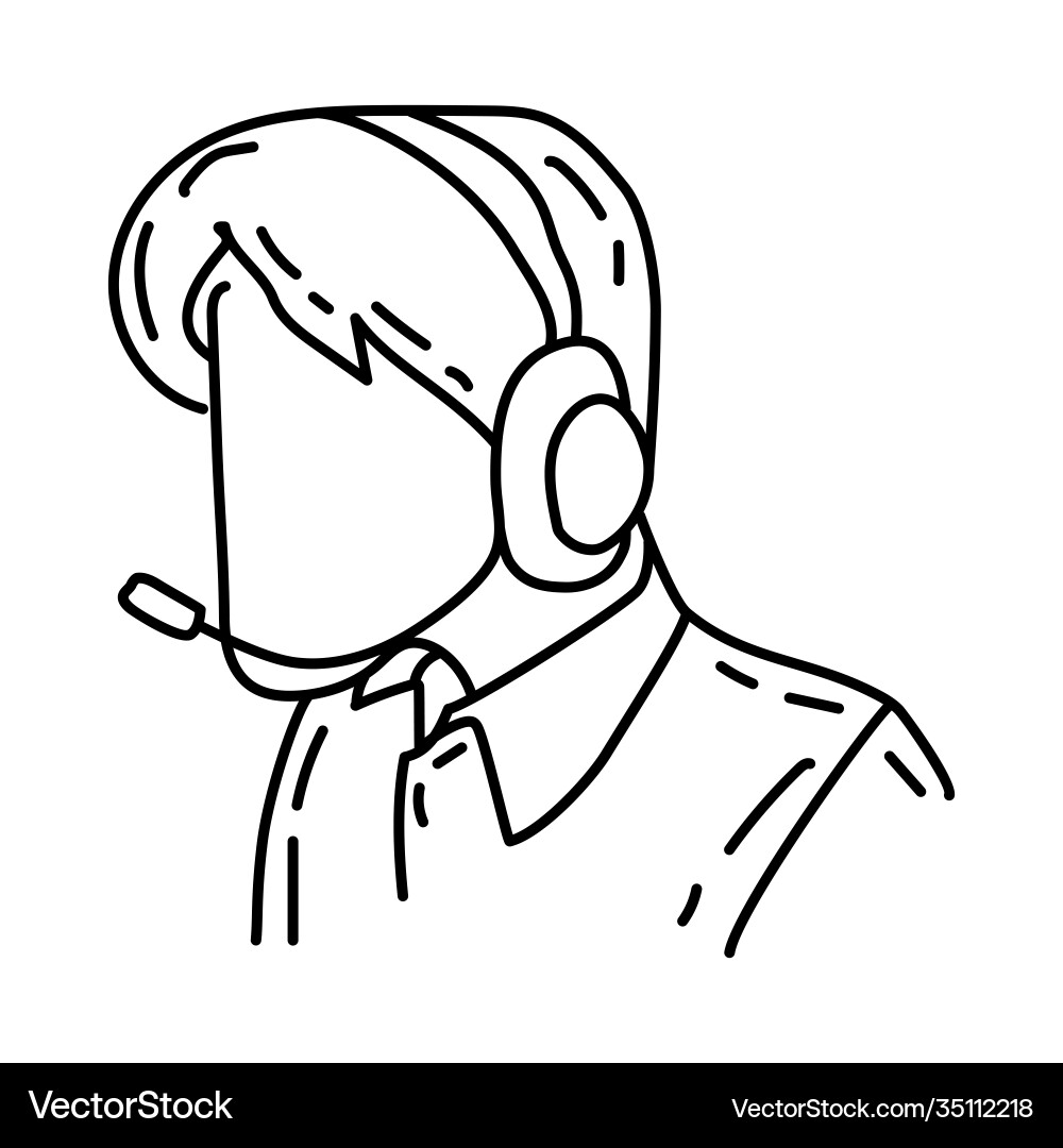 Call center icon doodle hand drawn or outline Vector Image