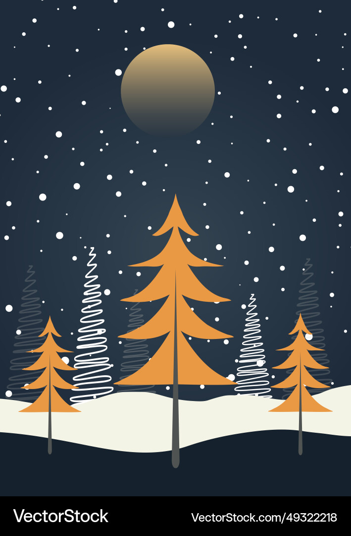 Christmas card design with hand drawn trees Vector Image