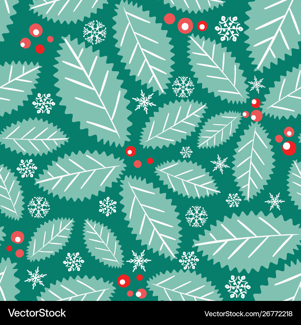 Christmas holly berries seamless pattern Vector Image