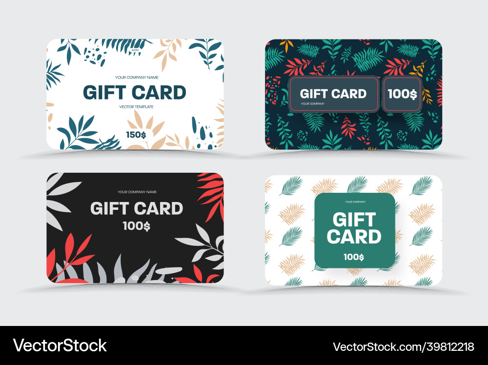 Creative certificate gift card in red green blue Vector Image