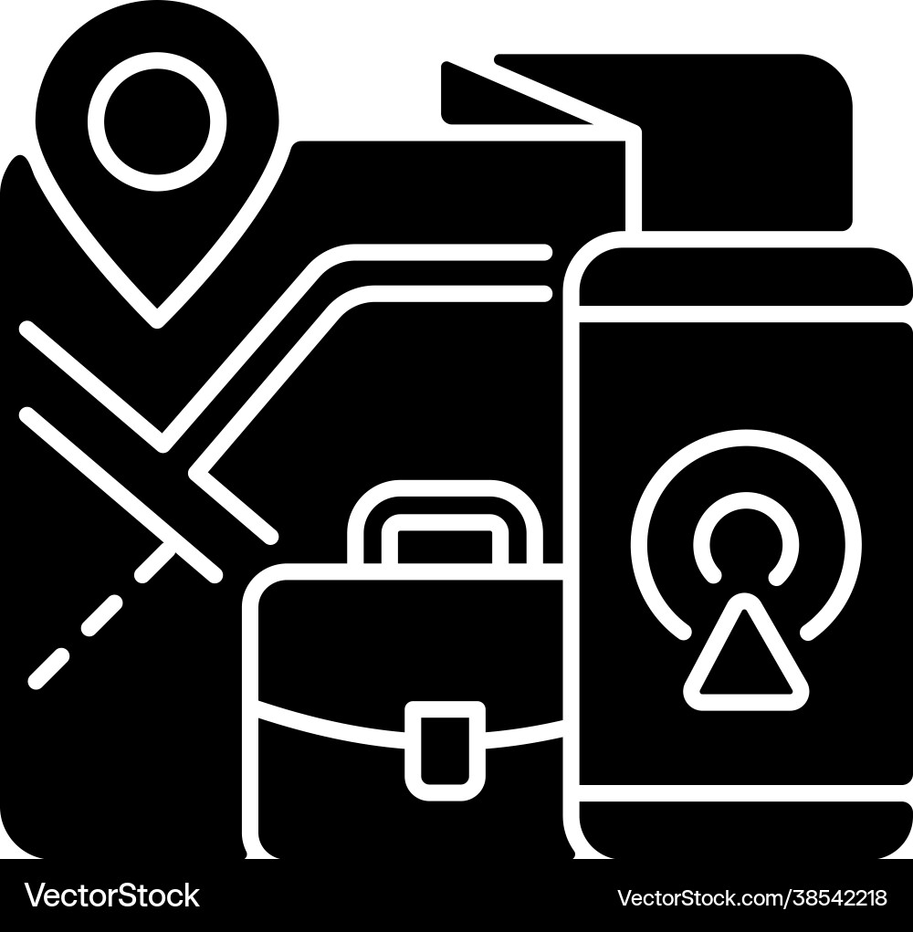 Employee gps tracking black glyph icon Royalty Free Vector