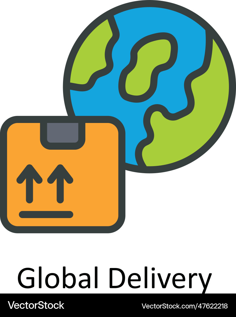 Global delivery fill outline icon design Vector Image